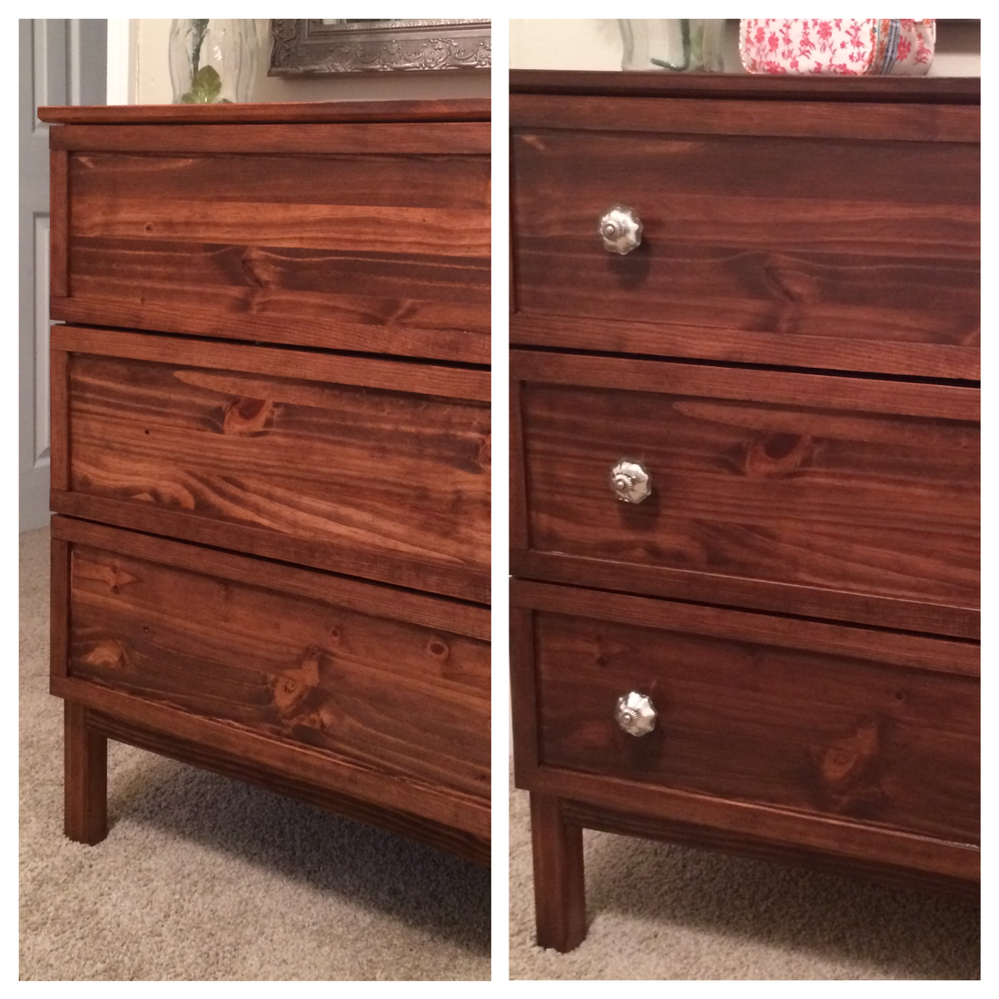 Simple & Chic IKEA Tarva Makeover with Gel Stain, Trim, & Mercury Glass ...